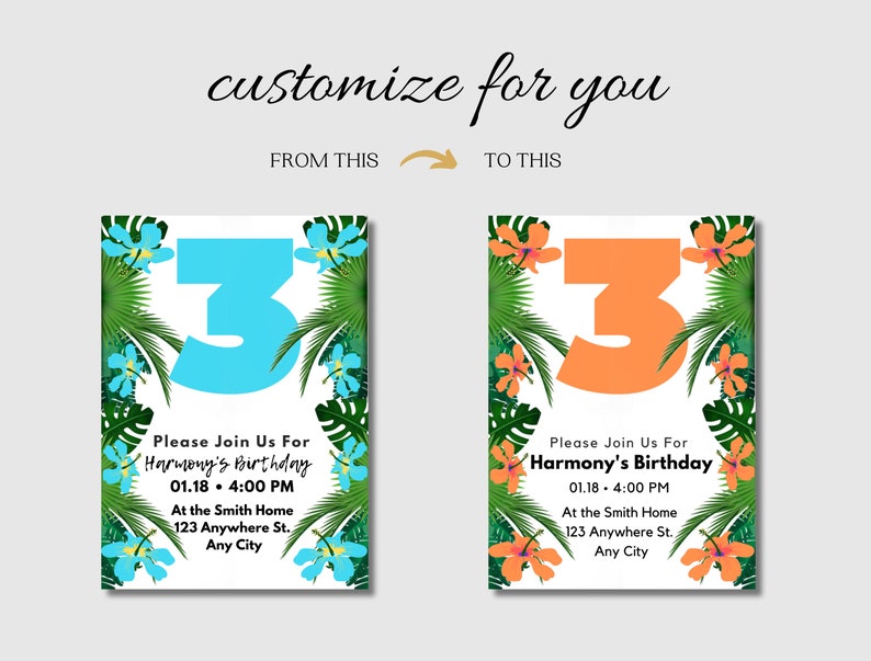 Editable Invitation for 3rd Birthday Numbered Invitation Editable ...