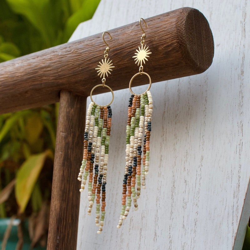 Beaded Dangle Earrings - Etsy