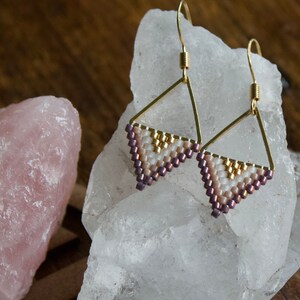 Beaded Triangle Earrings Geometric Beaded Earrings Bohemian - Etsy