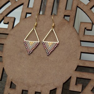 Beaded Triangle Earrings Geometric Beaded Earrings Bohemian Seed Bead ...