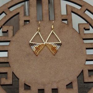 Beaded Triangle Earrings, Minimalist Gold Geode Earrings, Seed Bead ...