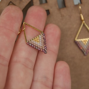 Beaded Triangle Earrings Geometric Beaded Earrings Bohemian Seed Bead ...