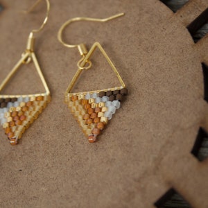 Beaded Triangle Earrings, Minimalist Gold Geode Earrings, Seed Bead ...