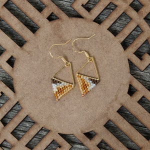 Beaded Triangle Earrings, Minimalist Gold Geode Earrings, Seed Bead ...