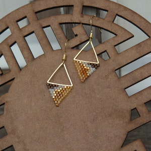 Beaded Triangle Earrings, Minimalist Gold Geode Earrings, Seed Bead ...