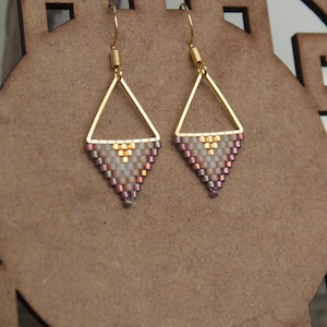 Beaded Triangle Earrings Geometric Beaded Earrings Bohemian Seed Bead ...