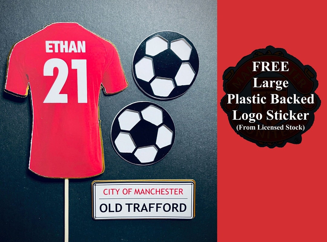 Football Cake Topper Manchester United Style. Personalised T-shirt ...