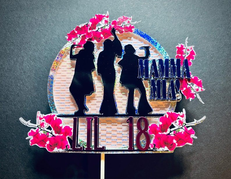 Mamma Mia Cake Topper Personalised. Layered Glitter, Mirror ...