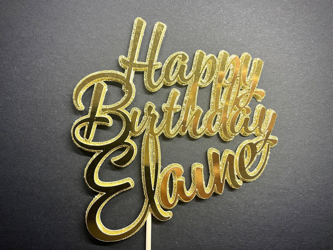 Luxury 2D Cake Topper Personalised. Double Layered Glitter, Mirror ...