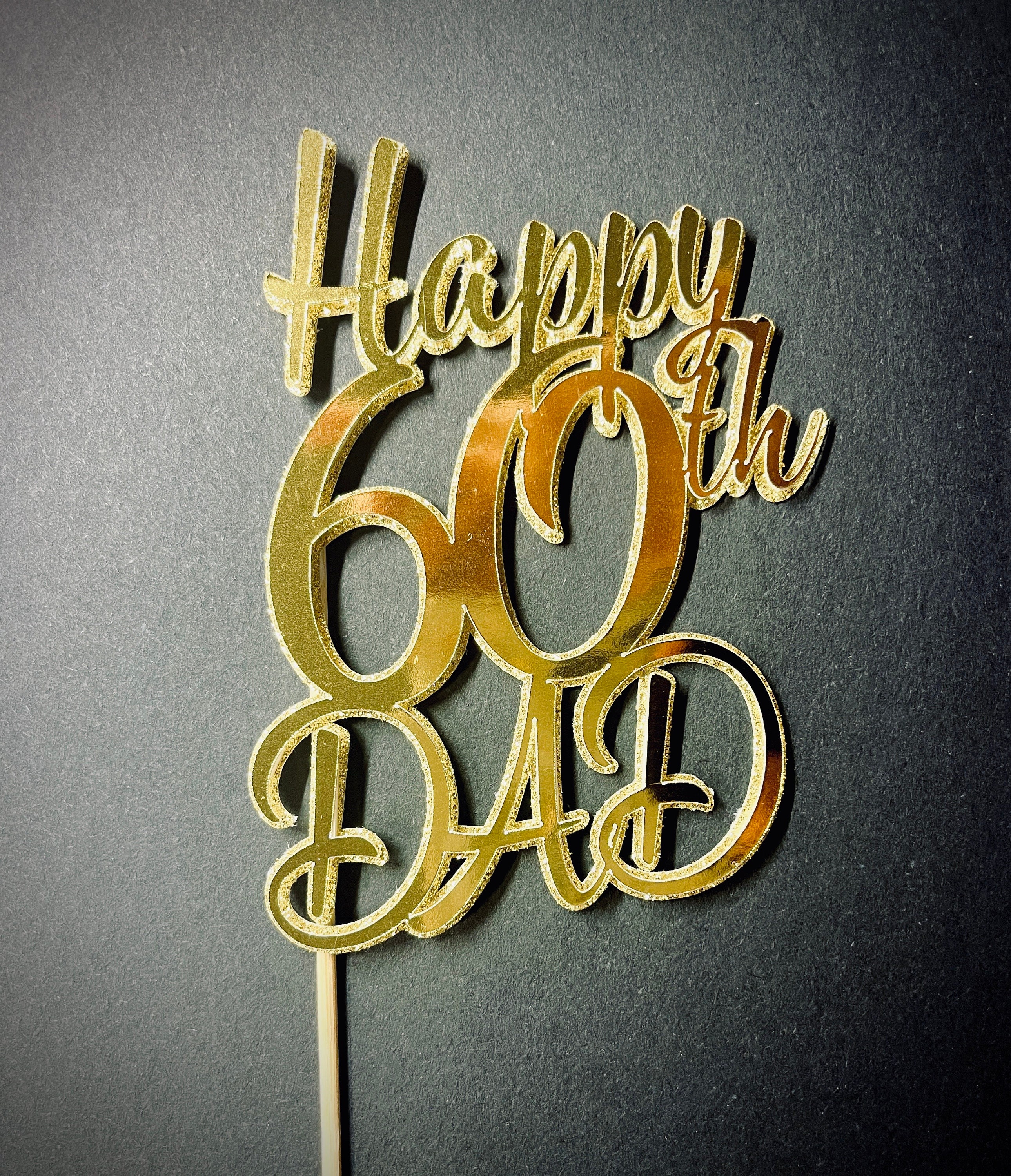 Luxury 2D Cake Topper Personalised. Double Layered Glitter, Mirror ...