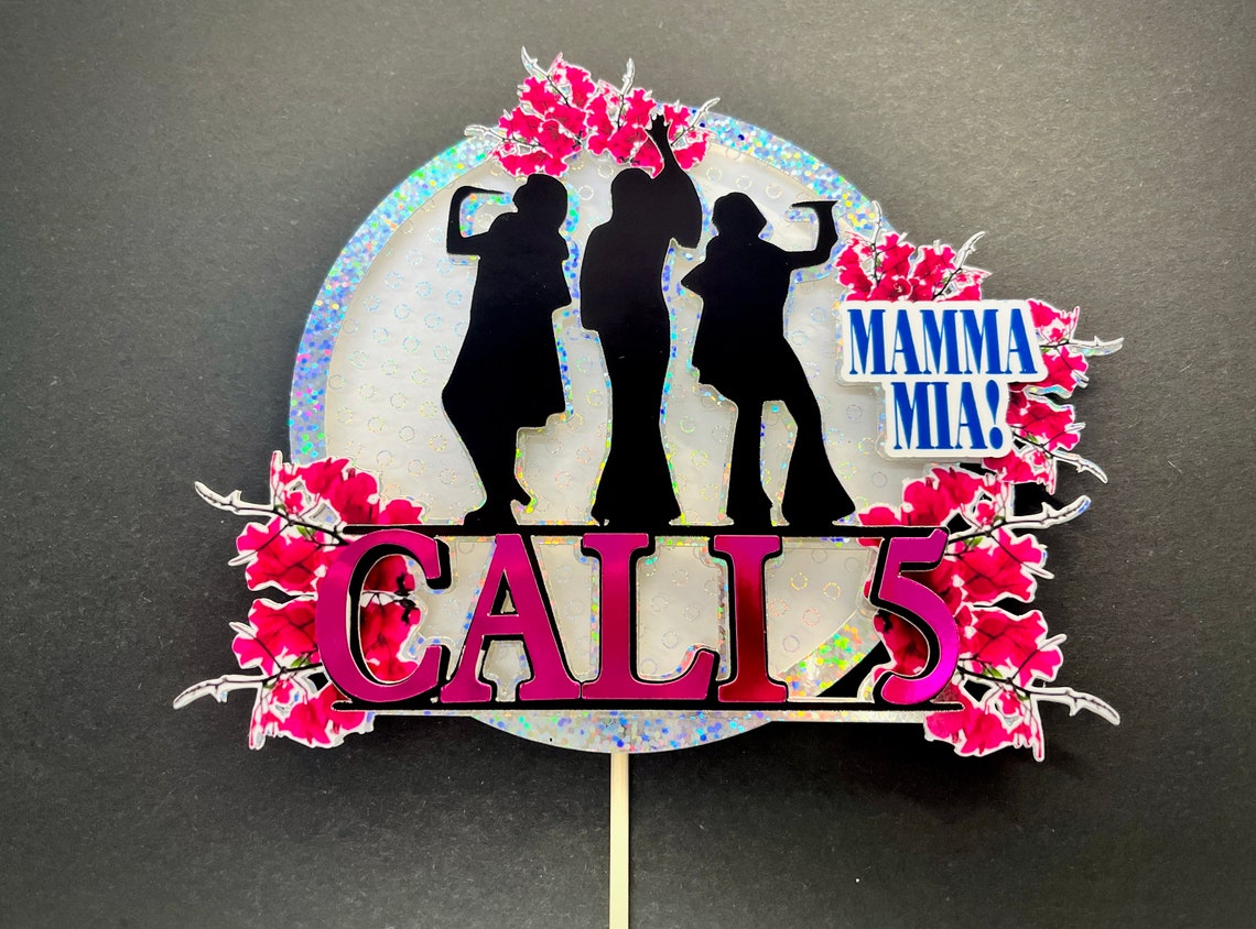 Mamma Mia Cake Topper Personalised. Layered Glitter, Mirror ...