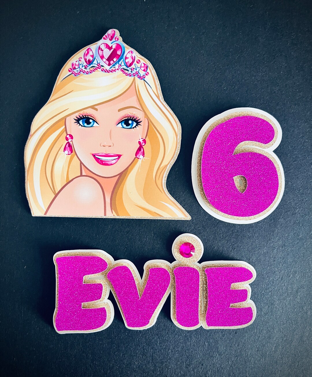 Barbie Luxury Cake Topper Personalised. Layered Glitter, Mirror ...