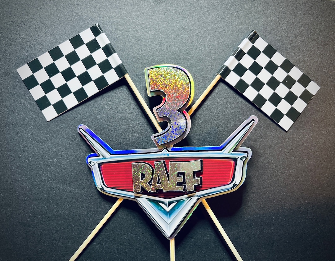 Cars Style Cake Topper Personalised. Luxury Multi Layered. Lightening ...