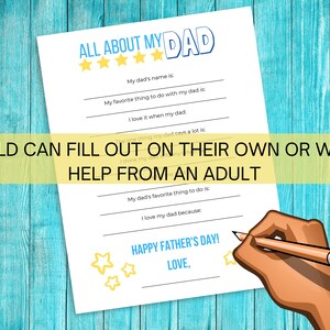All About My Dad Father's Day Activity for Kids, Gift for Dad, Papa ...