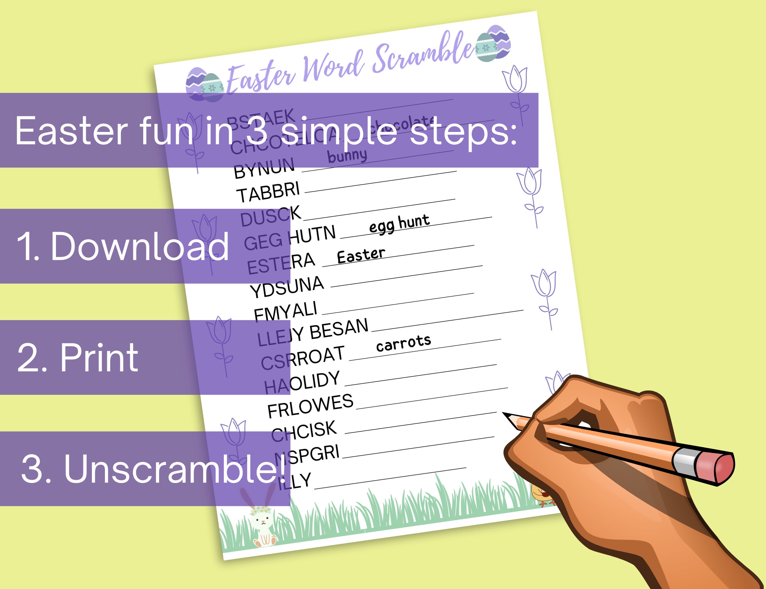 Easter Word Scramble | Kids Easter Games | Printable Easter Games ...