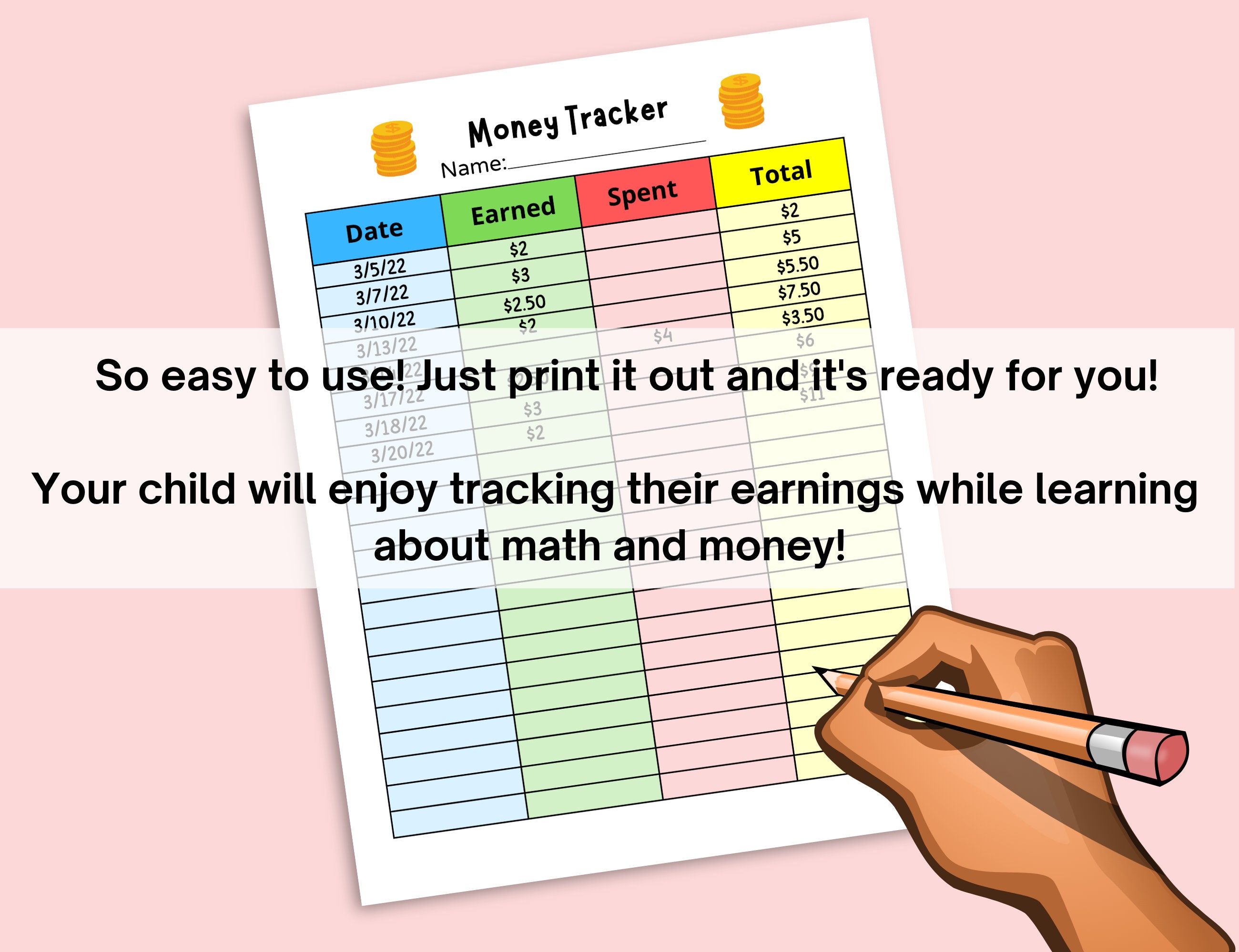 Kids Allowance Tracker | Spending Tracker | Savings Tracker | Kids ...
