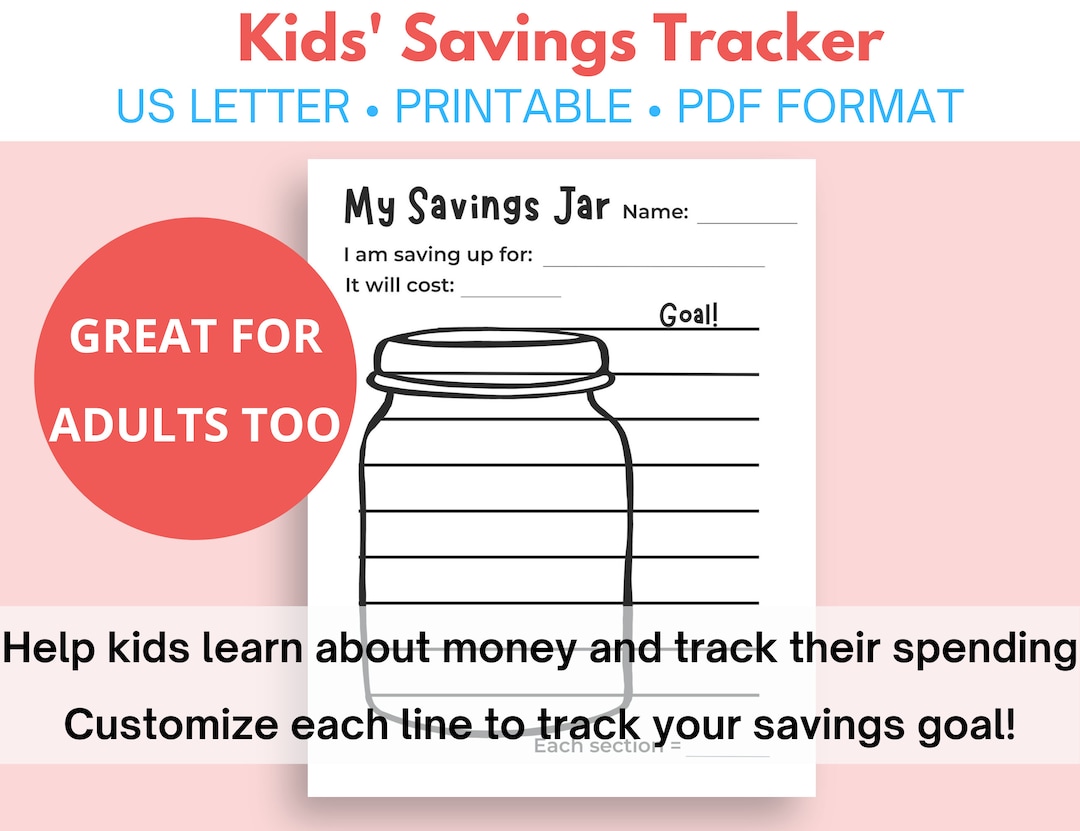Kids' Savings Tracker Printable | Savings Challenge | Money Tracker ...