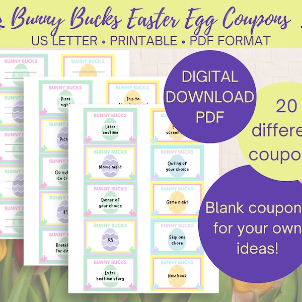 Bunny Bucks Printable Easter Egg Fillers Egg Stuffers Easter Basket ...