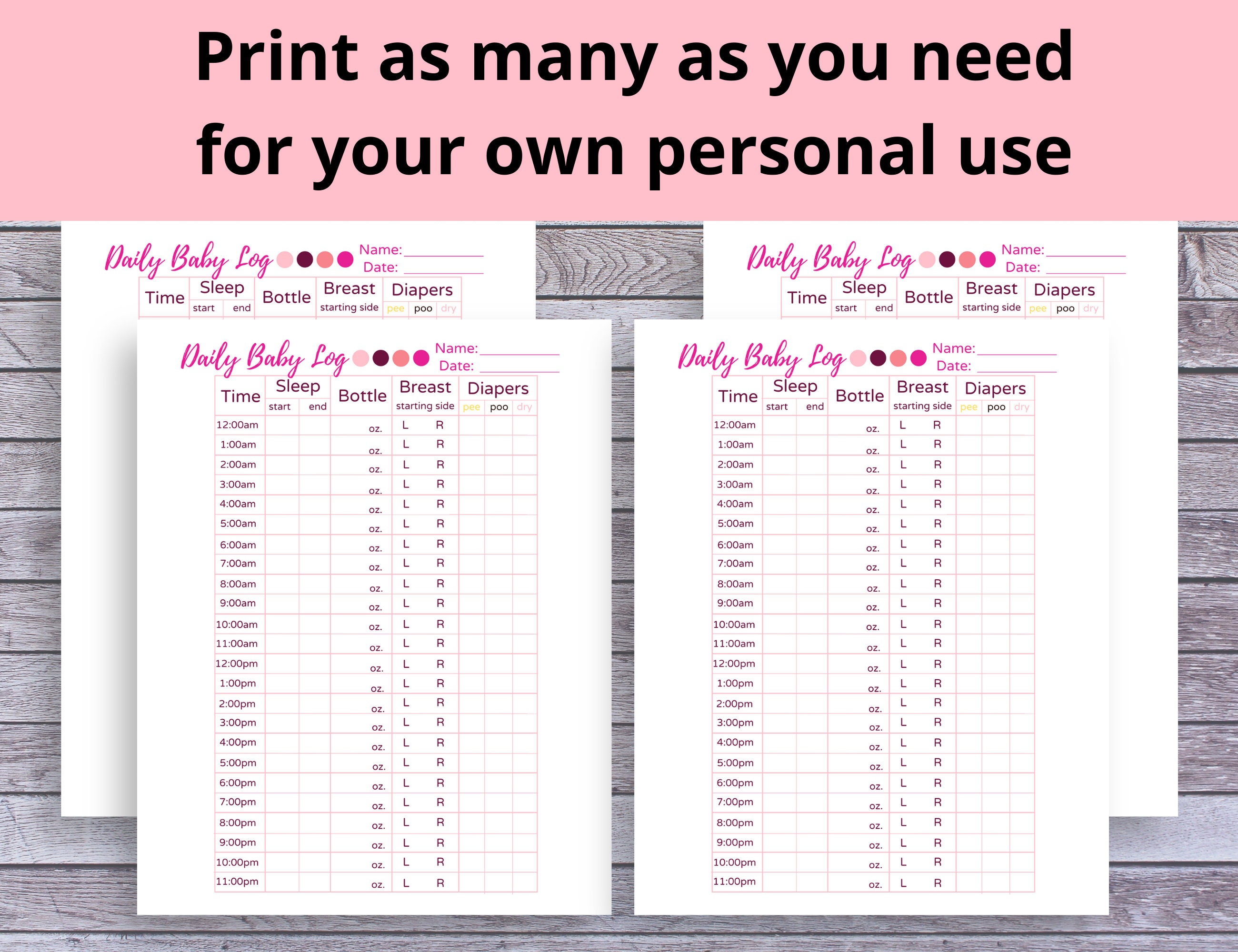 Printable Infant Care Log, Daily Infant Sheet, Daily Baby Tracker, Baby ...