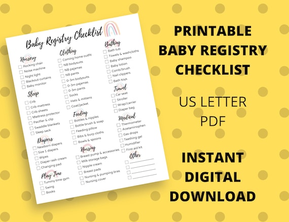 Printable Baby Registry Checklist Newborn Essentials | Etsy