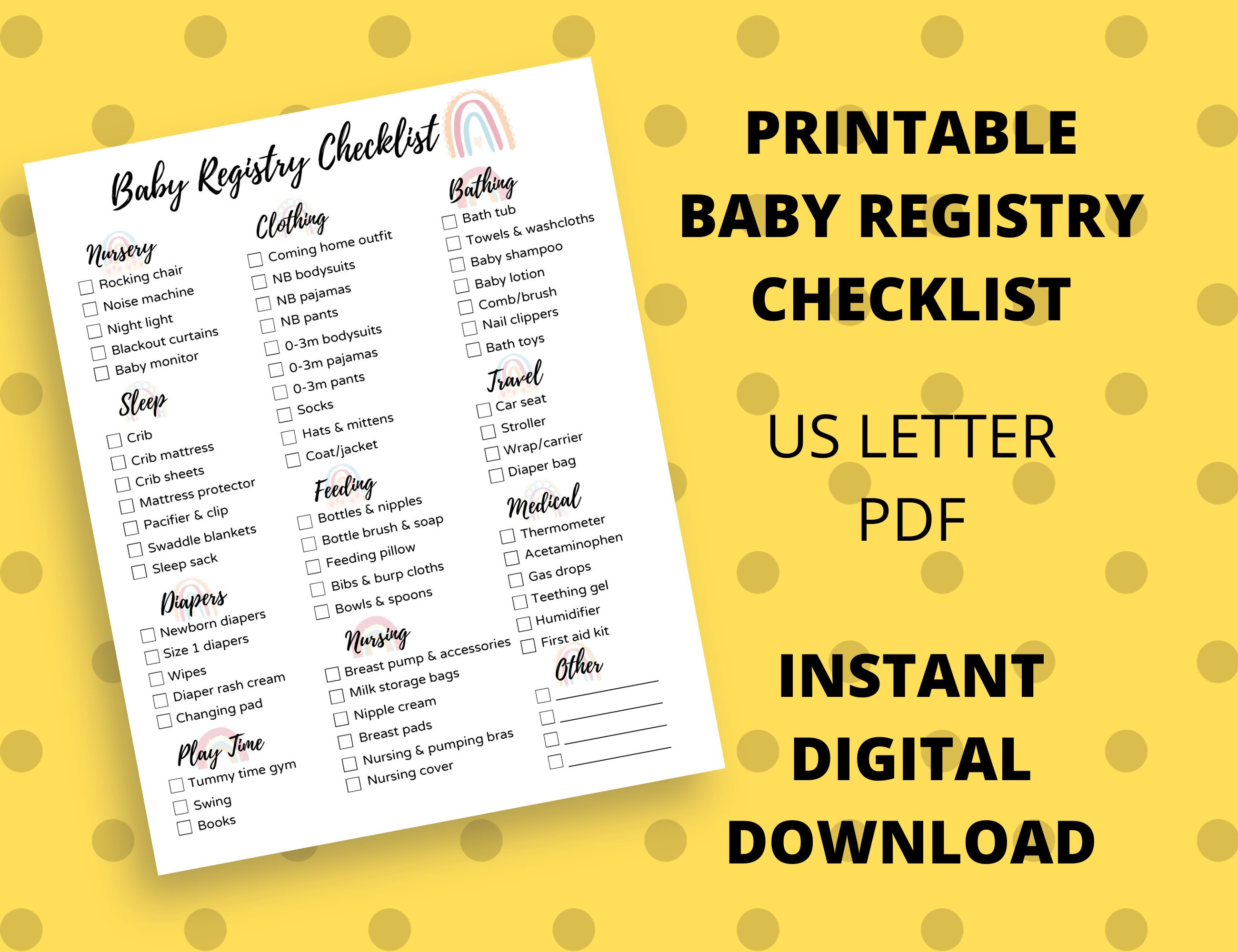 Printable Baby Registry Checklist | Newborn Essentials Checklist | Baby ...