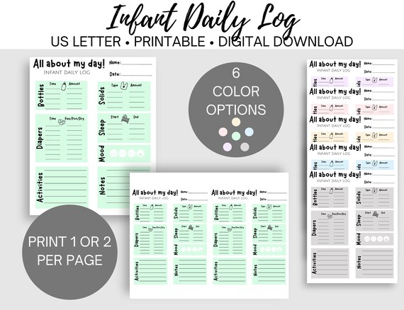 Infant Daily Log Infant Daily Tracker Baby Tracker | Etsy