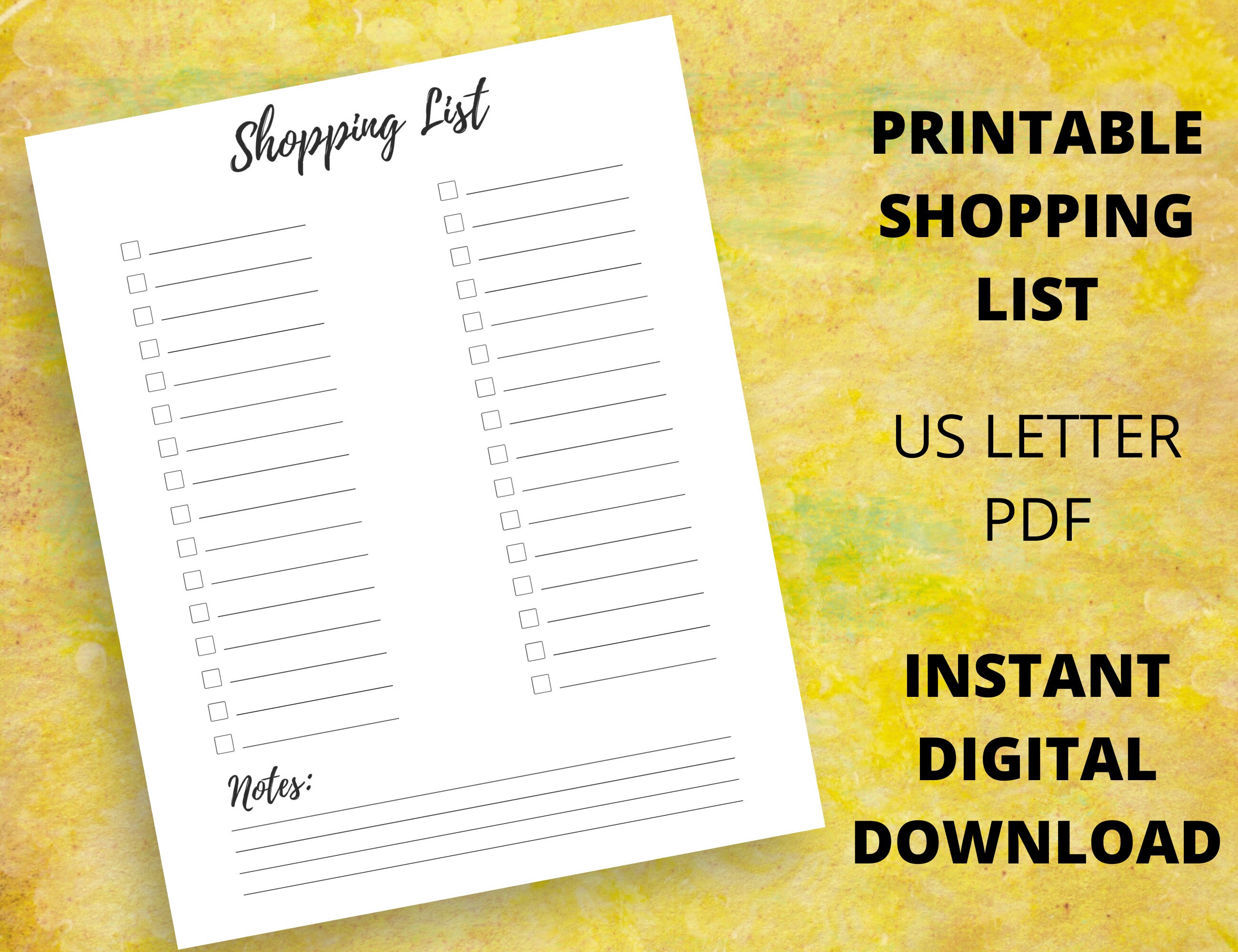 Shopping List Printable Blank Grocery List Blank Shopping List Family ...