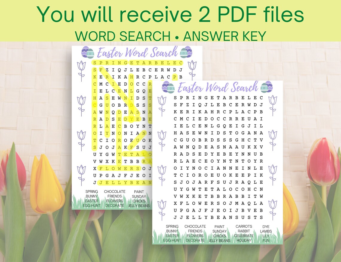 Easter Word Search Printable Spring Word Search Easter Activity Digital ...