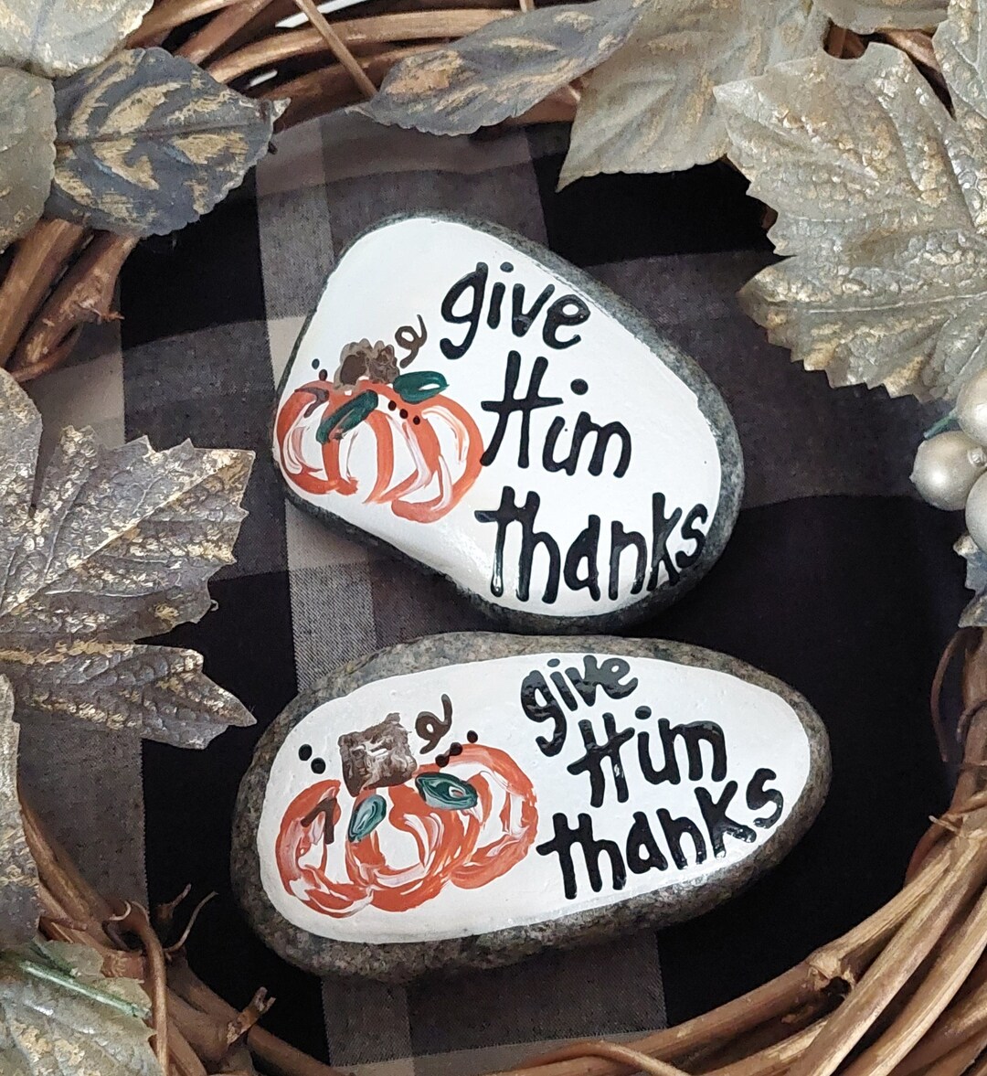 Give Him Thanks Scripture Stone average Length 3-4 Inches - Etsy
