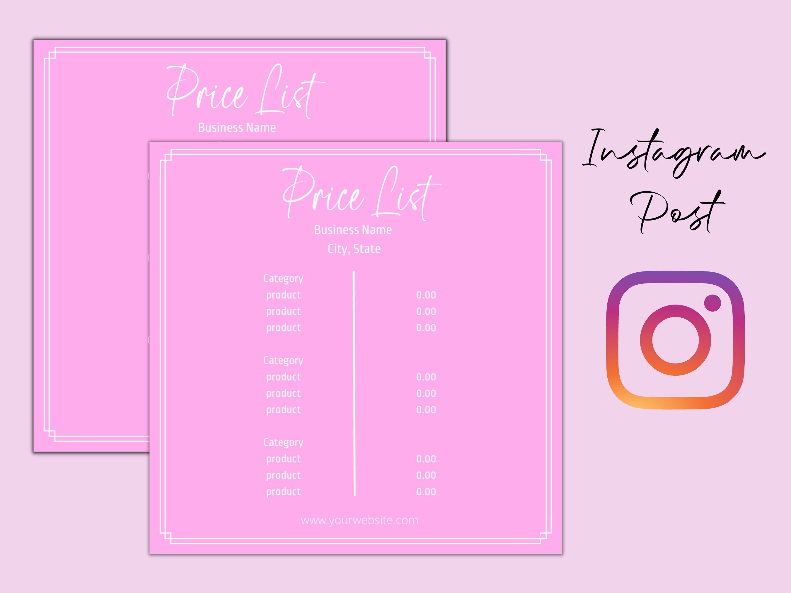Price List Template for Social Media | Editable Price List Sheet ...