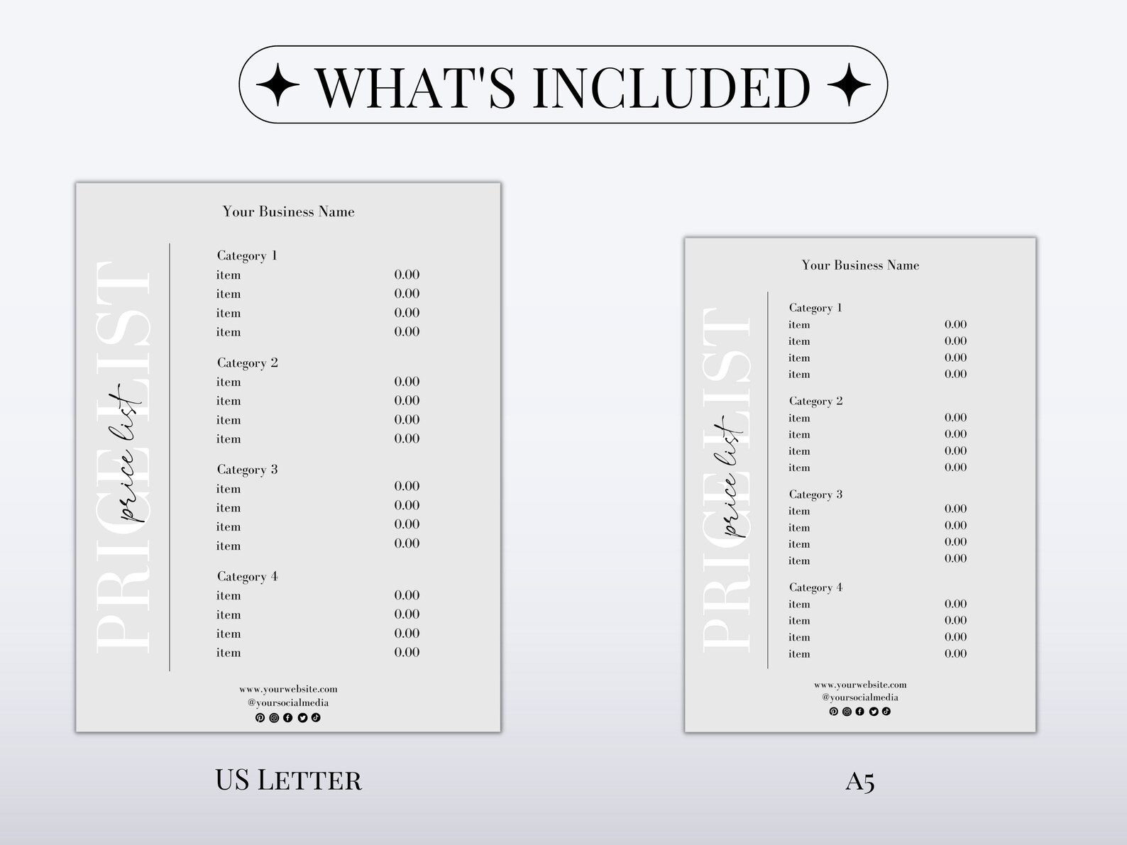 Minimalist Editable Price List | Printable Price List | Instagram Price ...