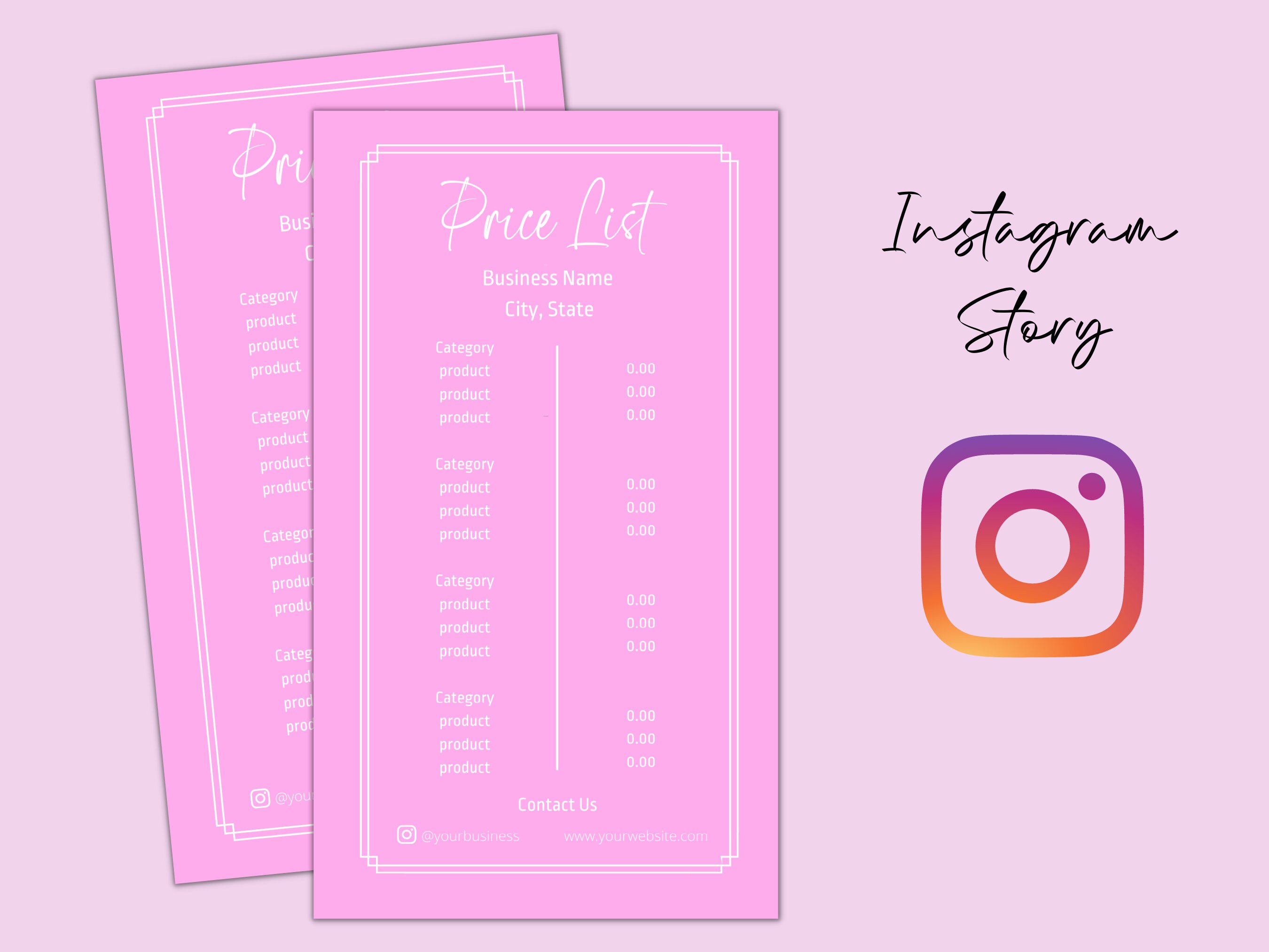 Price List Template for Social Media | Editable Price List Sheet ...