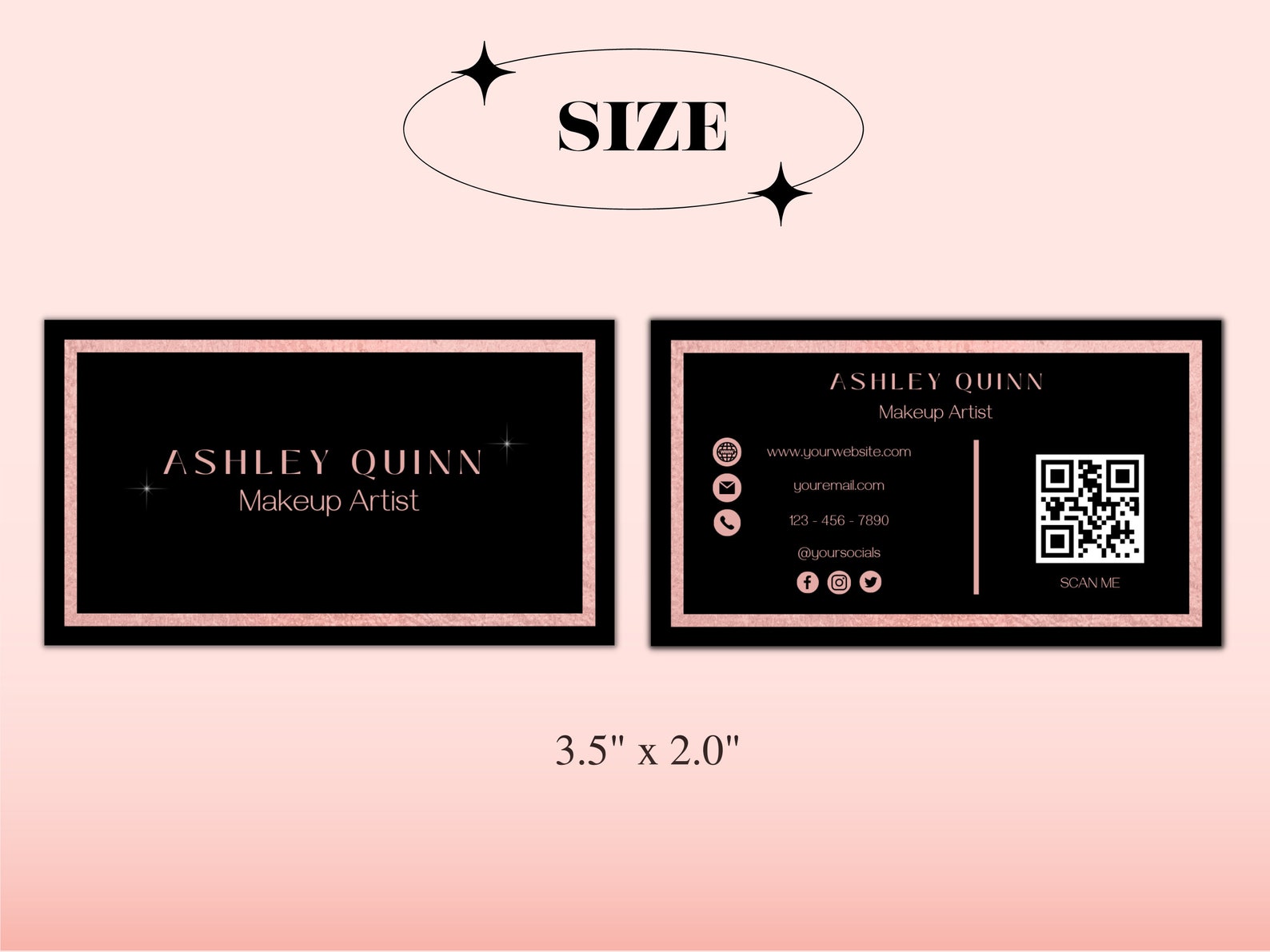 Editable Luxury Business Card Business Card With QR Code Rose Gold ...