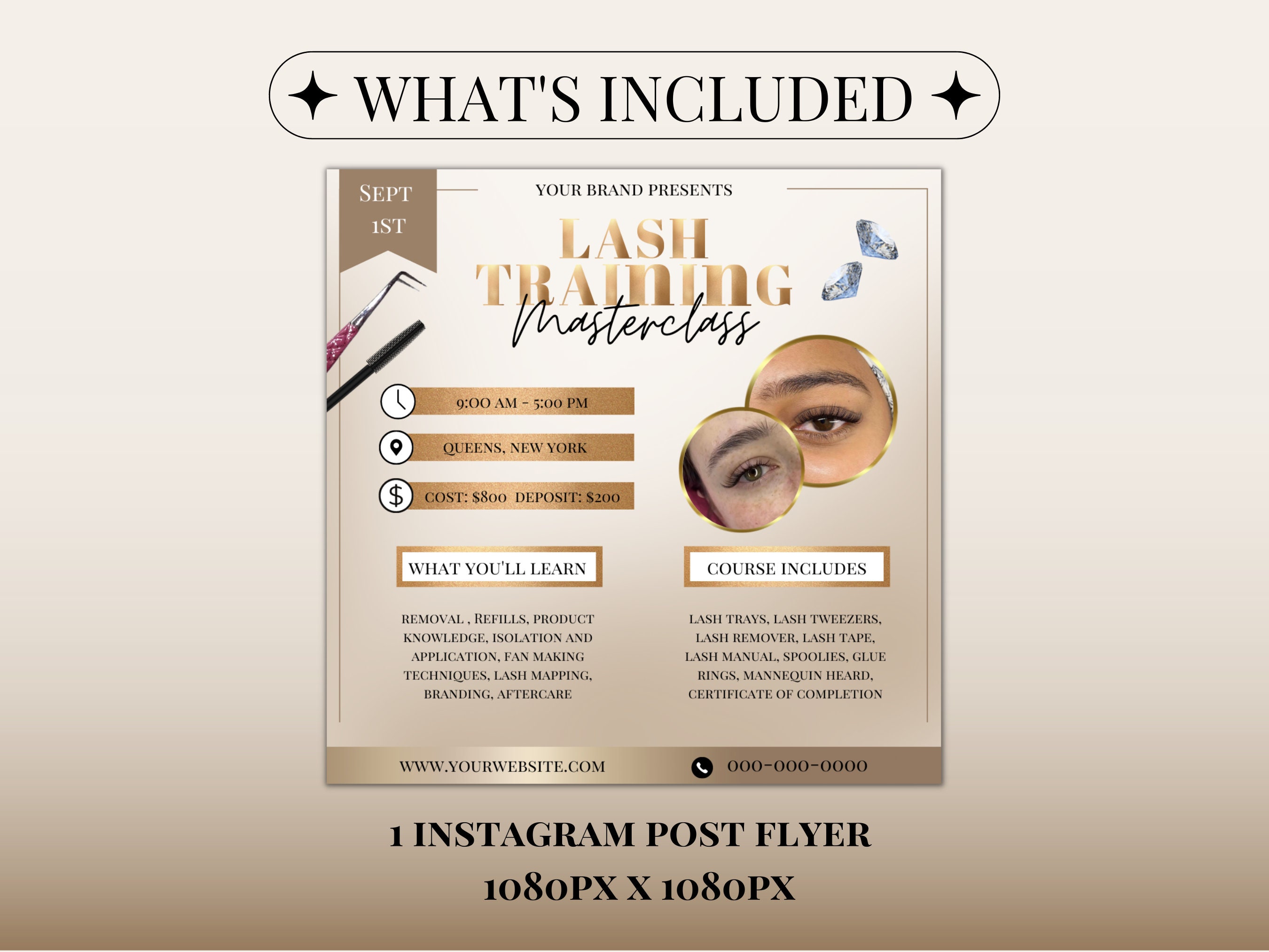 Editable Lash Training Flyer | Lash Course Flyer | Canva Template - Etsy
