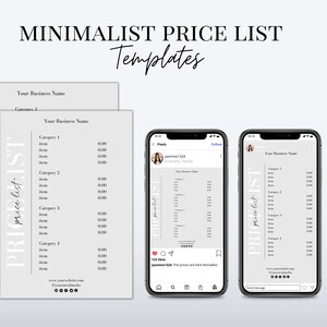 Minimalist Editable Price List | Printable Price List | Instagram Price ...