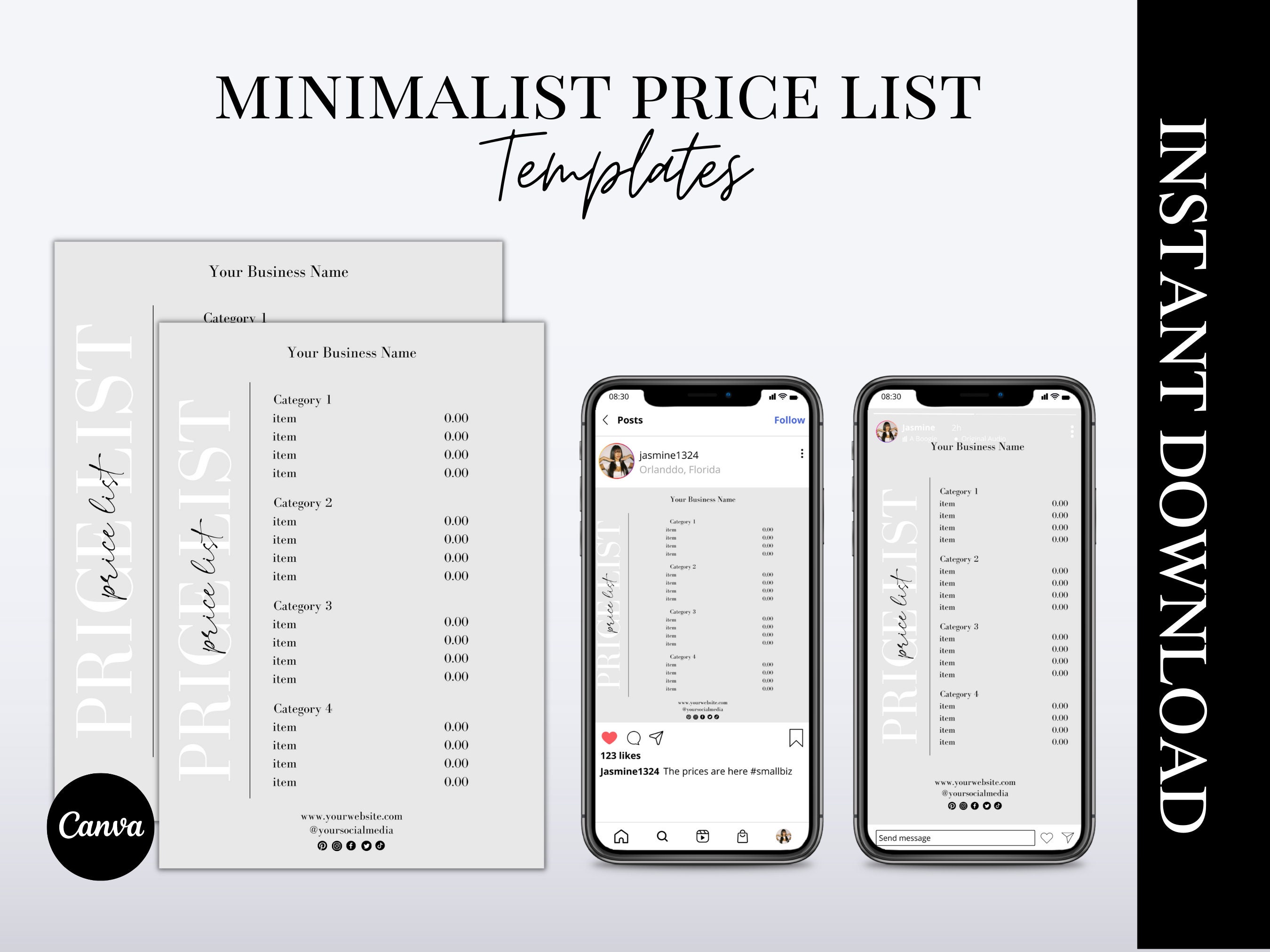 Minimalist Editable Price List Printable Price List Instagram Price ...