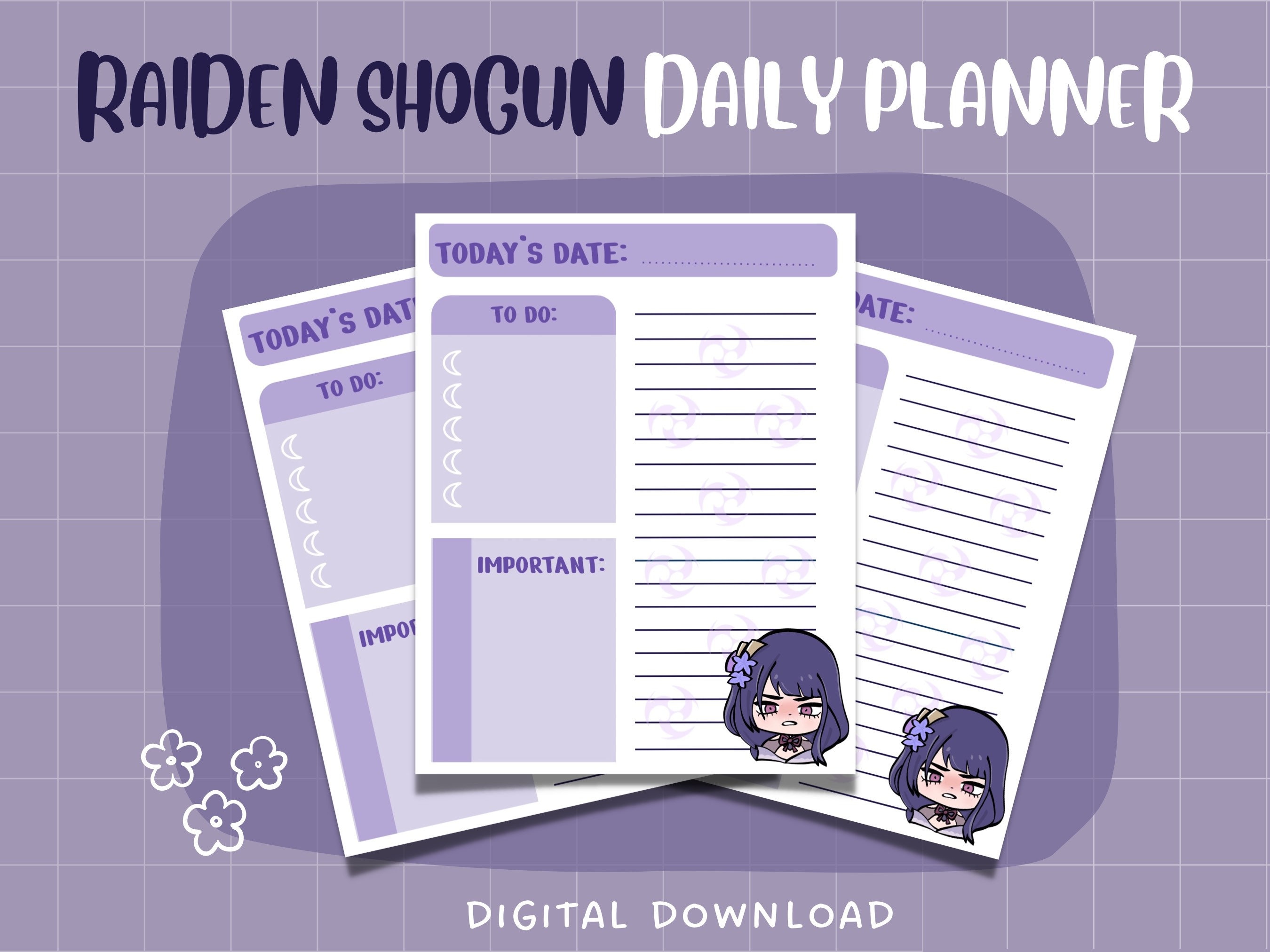 Genshin Impact Raiden Shogun Printable Stationery, Printable Writing ...