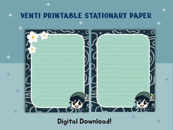 Genshin Impact Venti Printable Stationery Printable Writing | Etsy