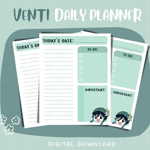 Genshin Impact Venti Printable Stationery, Printable Writing Paper, Venti Daily Planner, Daily ...