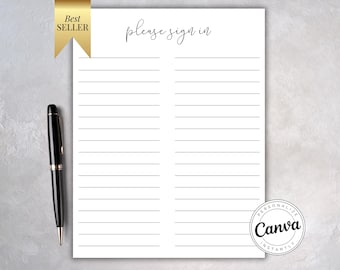 Printable Sign-in Sheet. - Etsy
