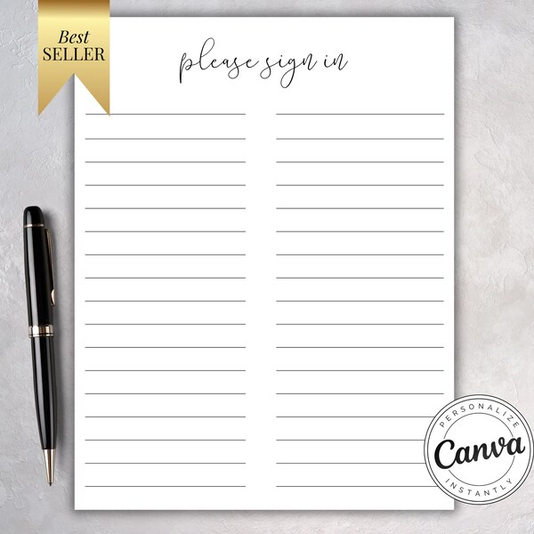 Guest Sign in Sheet - Etsy