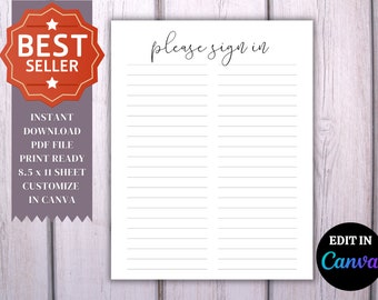 Please Sign in Sheet Simple Printable - Etsy
