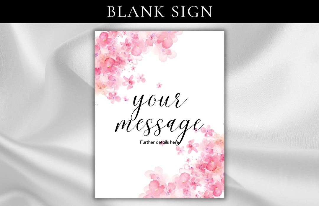 Floral Sign Sign Blank Sign Printable Template Canva PDF List Editable ...