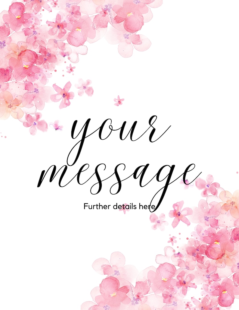 Floral Sign Sign Blank Sign Printable Template Canva PDF List Editable ...