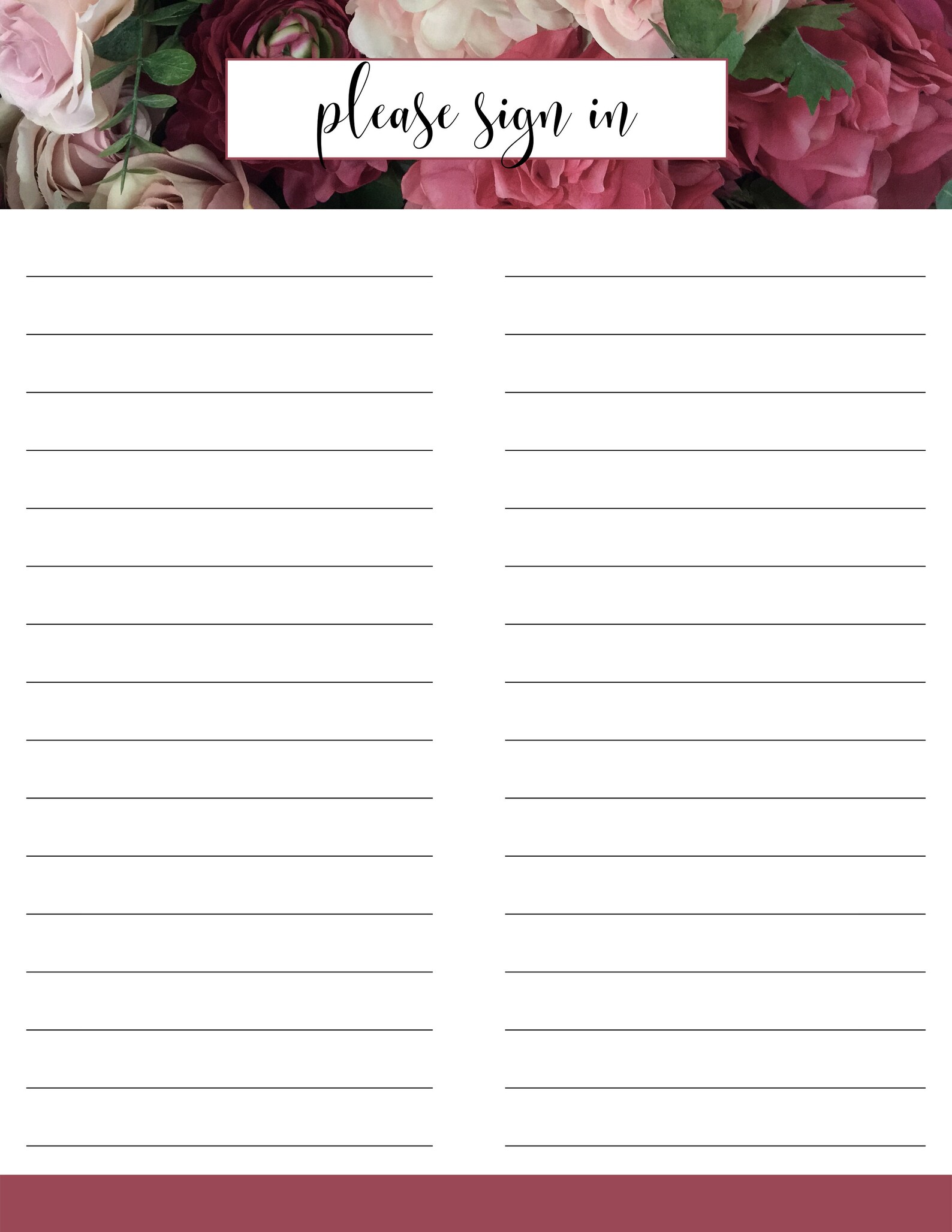 Please Sign in Printable Template Guest Register Form Sign in Canva PDF ...