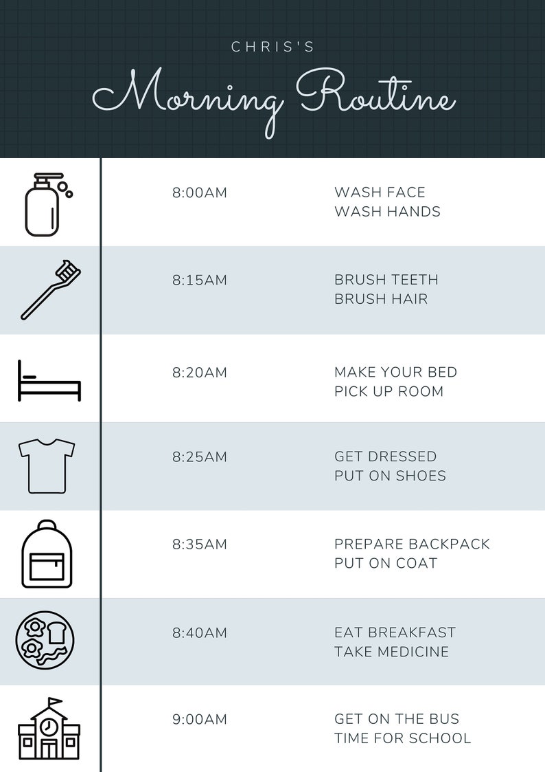 Daily Morning Routine Printable Template Form Child | Etsy