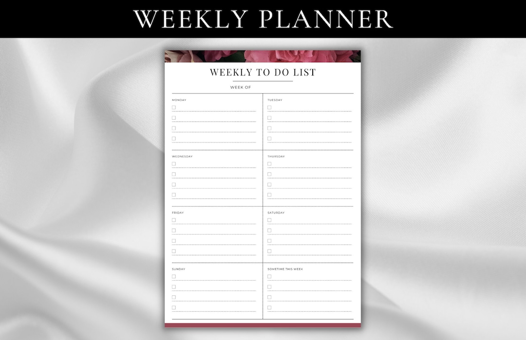 Weekly to Do List Printable Template Planner Form Sign - Etsy