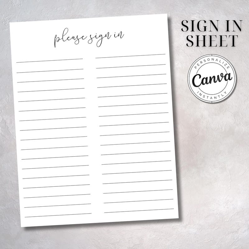 Guest Sign in Sheet - Etsy
