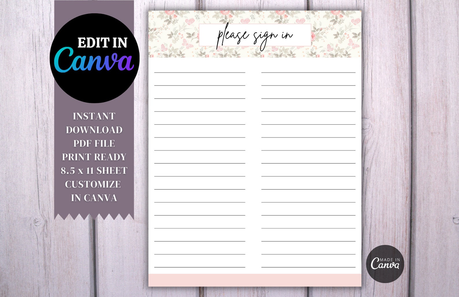 Please Sign in Printable Template Guest Register Form - Etsy