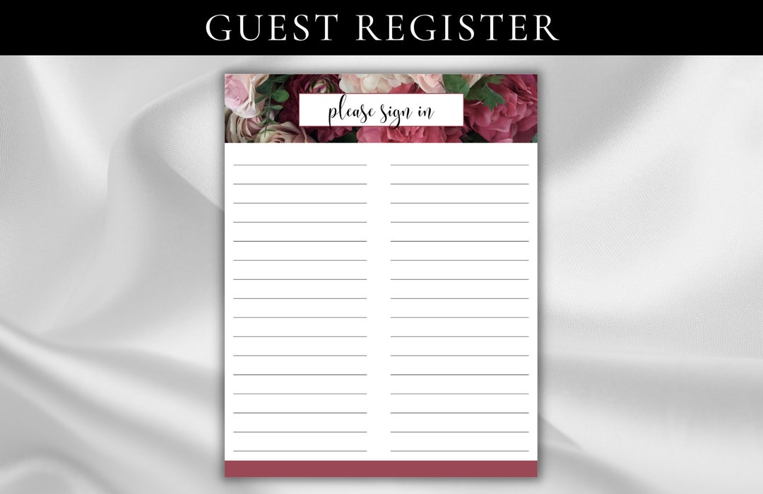 Please Sign in Printable Template Guest Register Form Sign in Canva PDF ...
